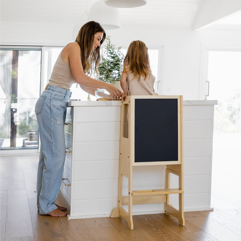 Toddler Learning Tower, Adjustable Kitchen Helper with Chalkboard ...